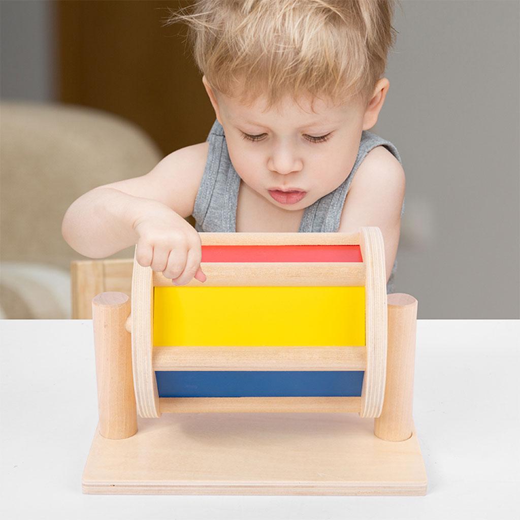 Jouet en bois Montessori tambour rotatif • Essence du Bois