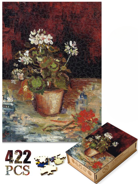 Puzzle en bois adulte Nature morte en pot de géraniums • Essence du Bois